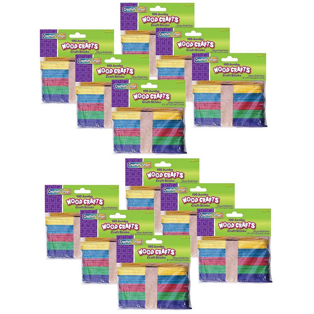 Dixon Creativity Street 100-Piece Multicolor Jumbo Craft Sticks 12-Pack
