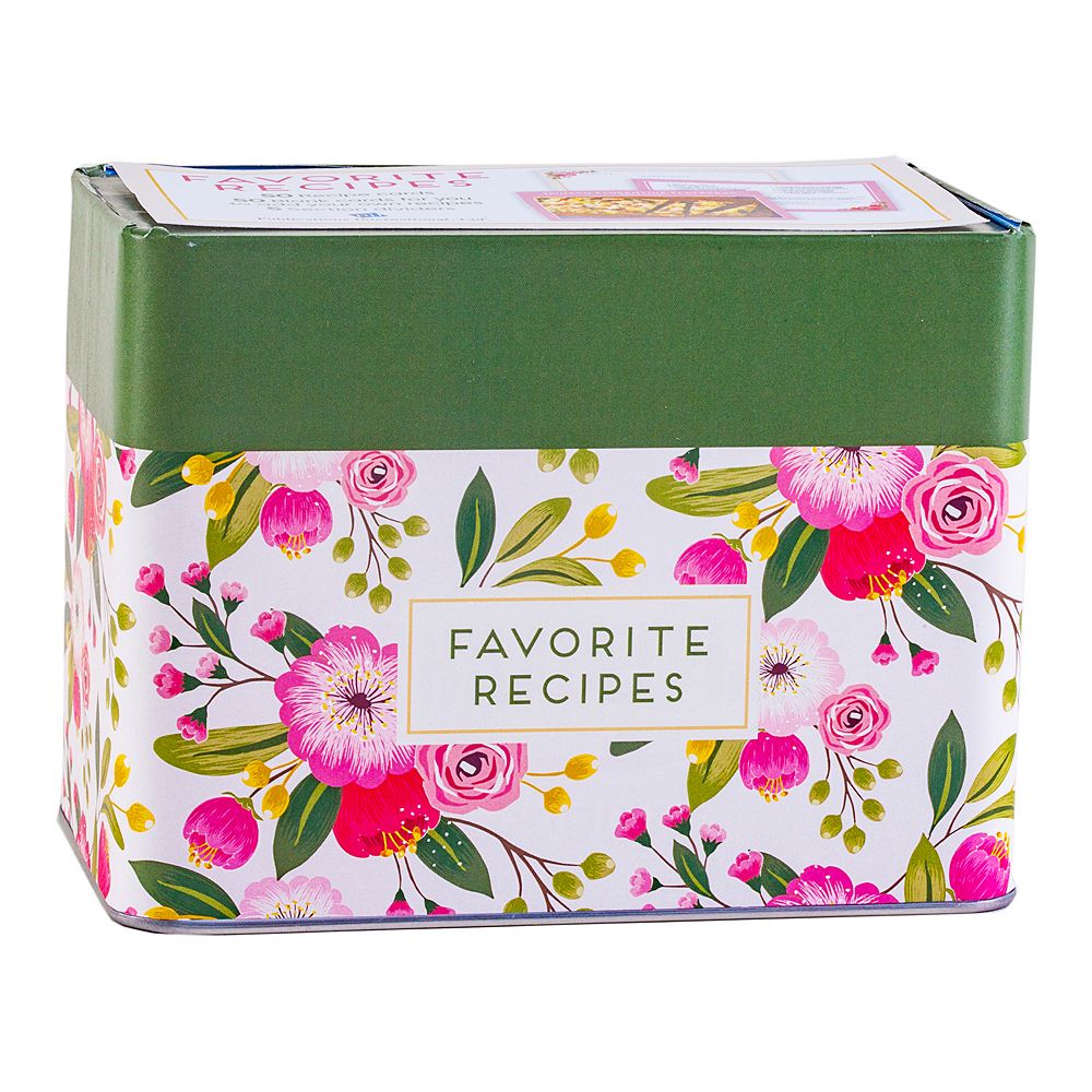 Publications International, Ltd. Favorite Recipes Floral Recipe Card Tin