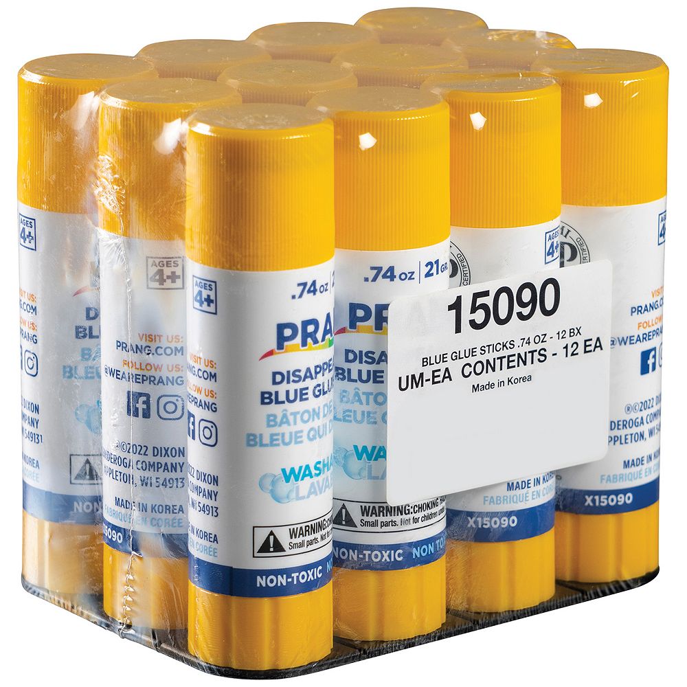 Dixon Prang 0.74 oz. Blue Washable Glue Sticks 12-pk.