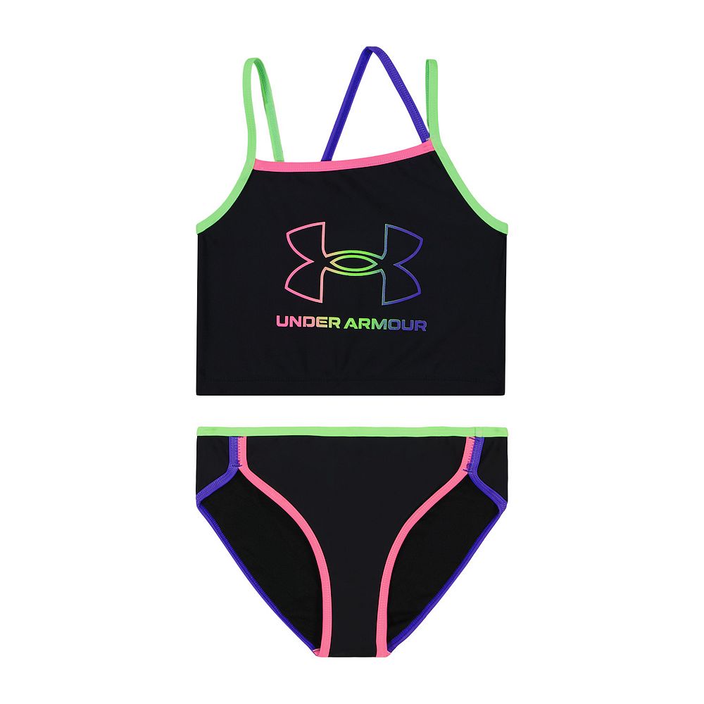 Girls 7-16 Under Armour UA Angled Midkini Top & Bottoms Set