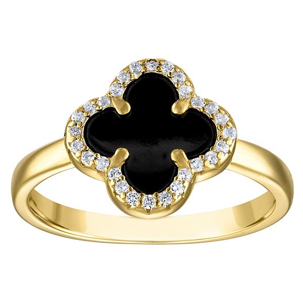 Designs by Gioelli 14k Gold Over Sterling Silver Gemstone Clover Ring
