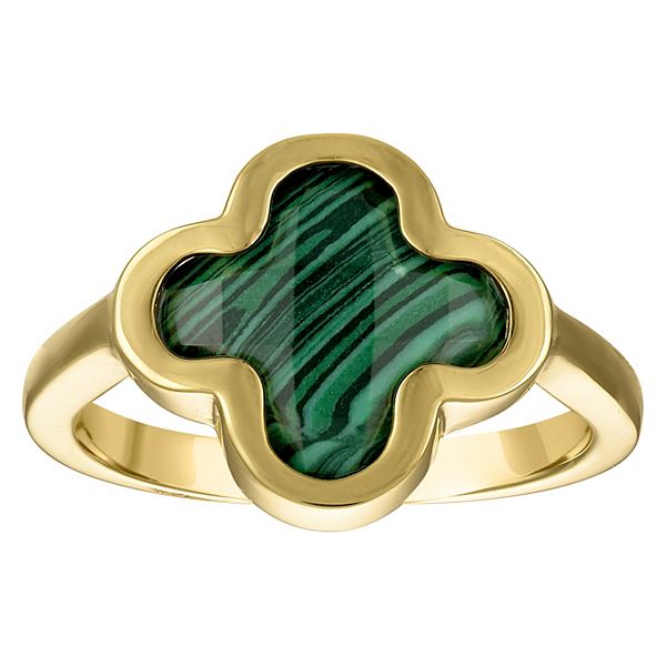 Designs by Gioelli 14k Gold Over Silver Gemstone Clover Ring