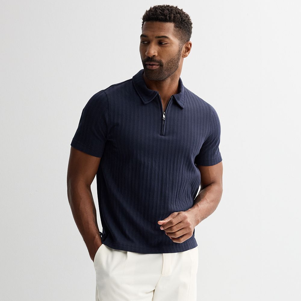 Men's M Magaschoni Short Sleeve Zip Front Polo Shirt