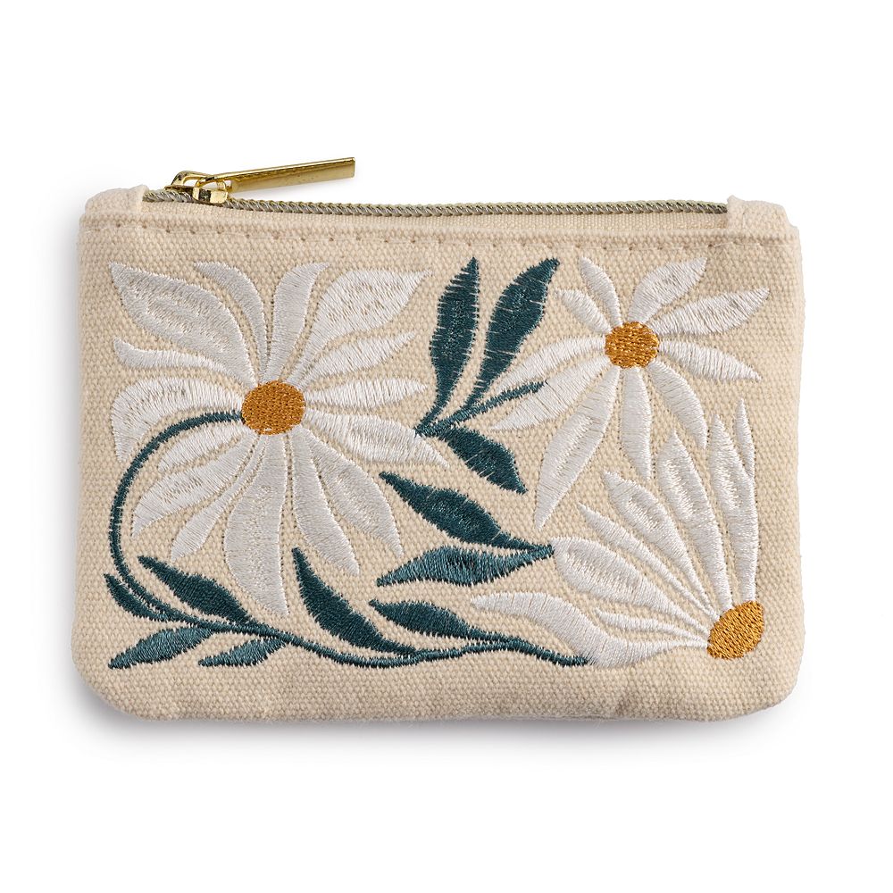 Punch Studio Flower Embroidered Coin Purse