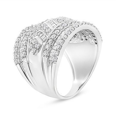 Haus of Brilliance Sterling Silver 2 Carat T.W. Diamond Edge Multi-Row ...