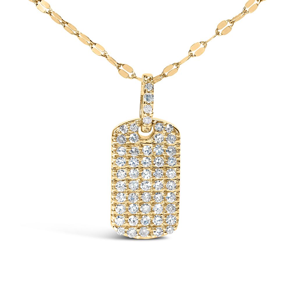 Haus of Brilliance 18k Gold Over Silver 1/3 Carat T.W. Diamond Dog Tag ...