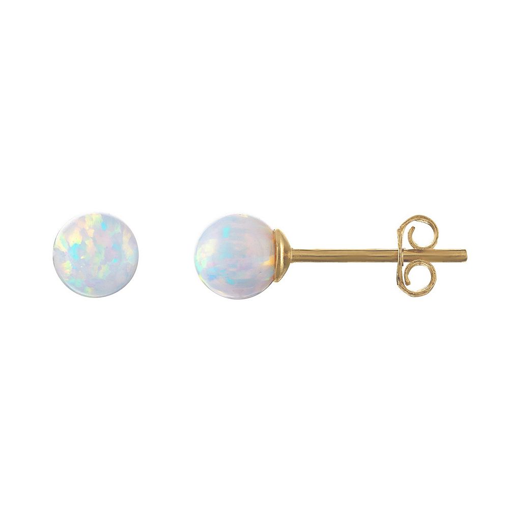 Junior Jewels Kids' 14k Gold over Silver Lab-Created Opal Stud Earrings