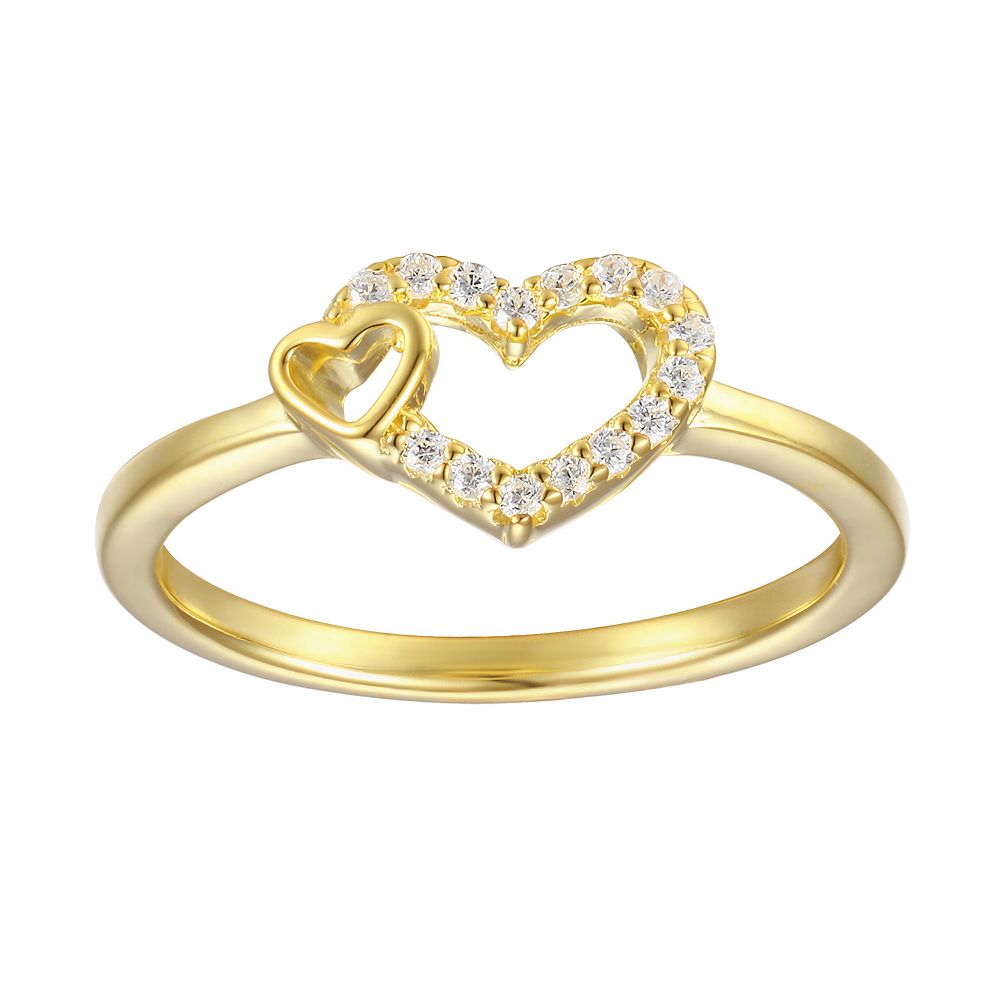 Junior Jewels Kids 14k Gold Over Silver Cubic Zirconia Heart Ring