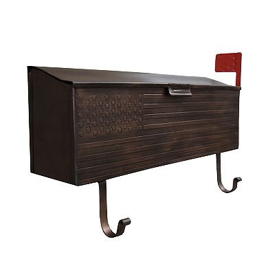Copper Patriotic Metal Wall Mounted Mailbox With Outgoing Mail Flag And ...