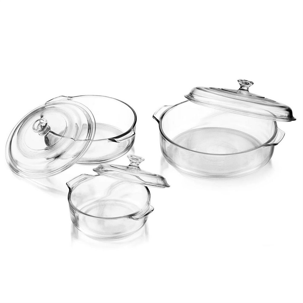 6-Piece Clear Glass Bakeware Casserole Set with Lids, Round Dishes for ...