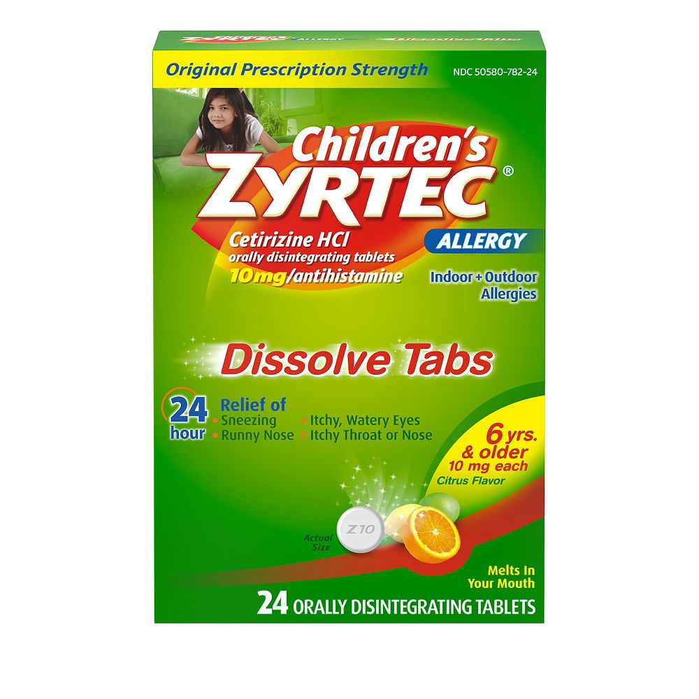 Children’s Zyrtec® Allergy Dissolve Tabs, Citrus, 24 Count
