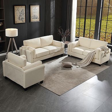 Morden Fort 3pc Living Room Sofa Set, Mid-century Modern Comfy Living ...