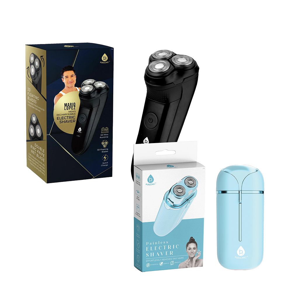 Pursonic Shaving Bundle: Mario Lopez Men's Rechargeable Electric Shaver ...