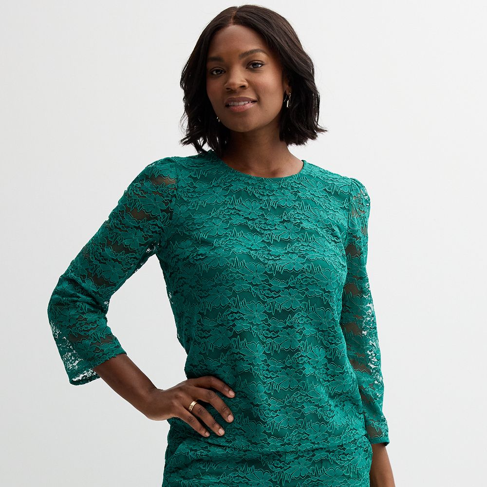 Women's Draper James Long Puff Sleeve Lace Top