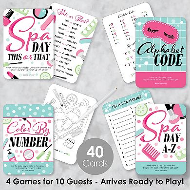 Big Dot Of Happiness Spa Day - 4 Girls Makeup Party Games - 10 Cards Each - Gamerific Bundle