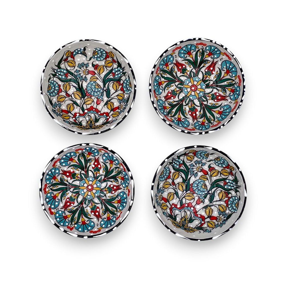 Discover Europe - Made In Turkey Aqua Nakkas Cini 4-Pack Tid Bit Dishes
