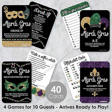 Big Dot Of Happiness Mardi Gras - 4 Masquerade Party Games - 10 Cards ...