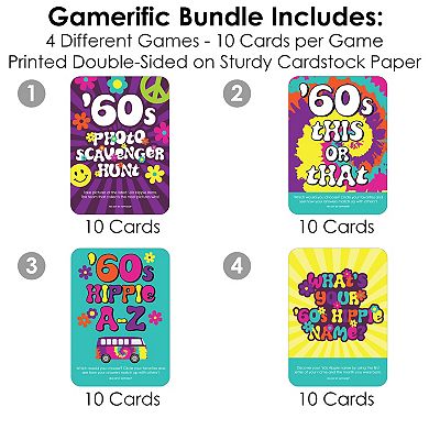 Big Dot Of Happiness 60’s Hippie - 4 Groovy Party Games - 10 Cards Each ...