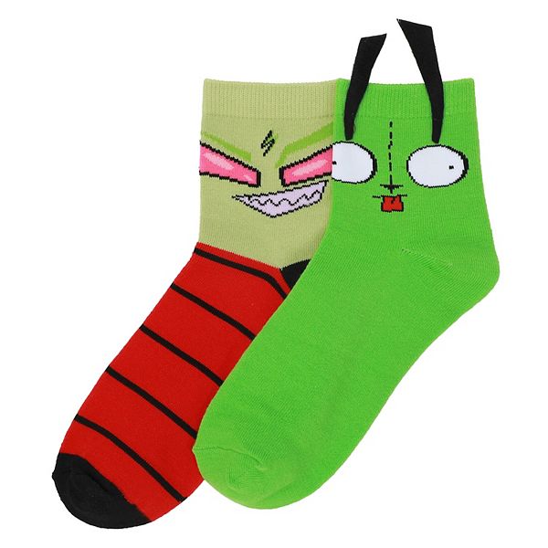 Women's Invader Zim & Gir 3D Quarter Crew Socks 2-Pack
