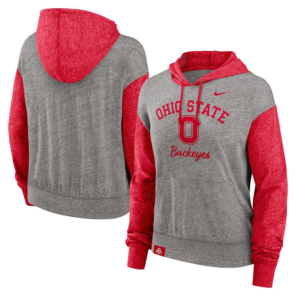 Women's Nike Heather Gray/Scarlet Ohio State Buckeyes Blitz Color Block ...