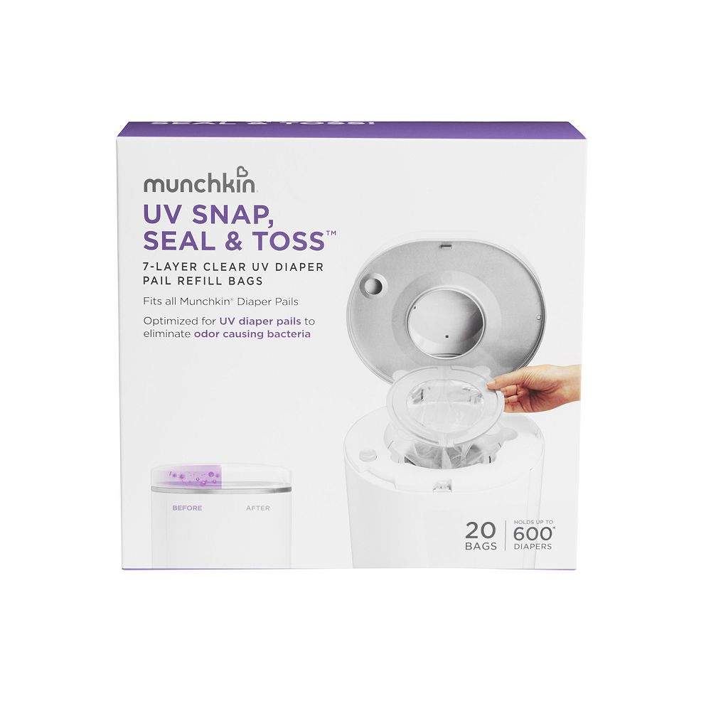 Munchkin 20-Pack UV Snap, Seal & Toss™ Diaper Pail Refill Bags