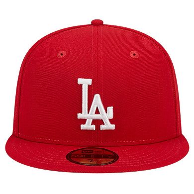 Men's New Era Red Los Angeles Dodgers Logo 59FIFTY Fitted Hat