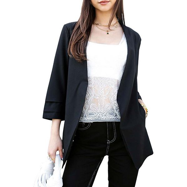 Women's Ruched Open Front Blazer