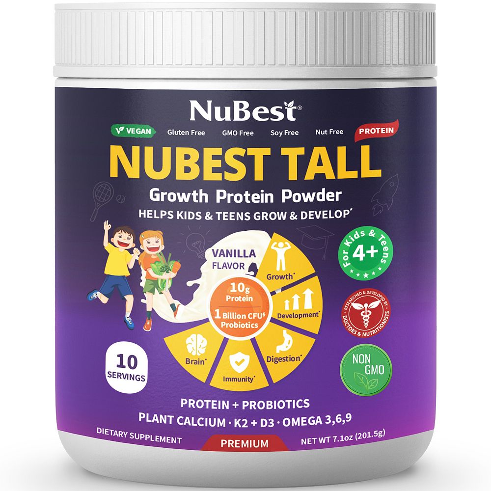 NuBest Tall Protein, Vegan Growth Protein Powder for Ages 4+, Vanilla ...