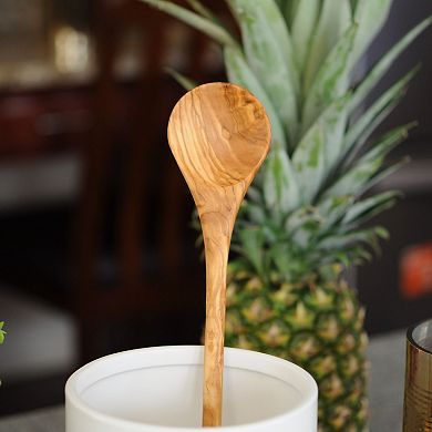 Olive Wood Round Cooking Spoon 12"