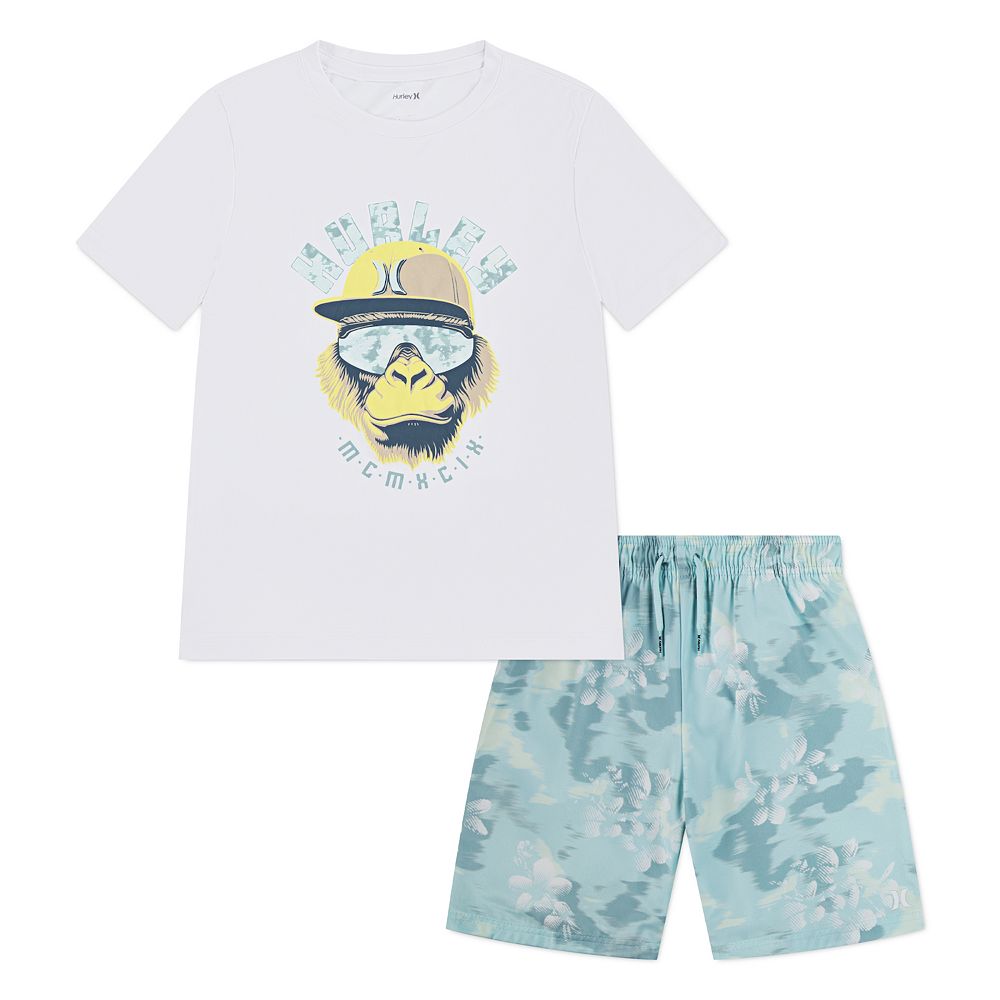 Boys 4-16 Hurley Ape H20-DRI UPF Top & Trunks 2-Piece Swim Set
