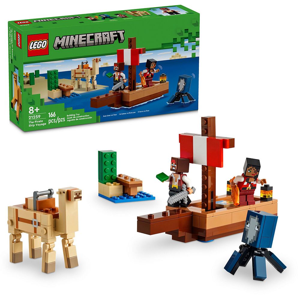 LEGO Minecraft The Pirate Ship Voyage Boat 21259 Building Kit (166 pieces)