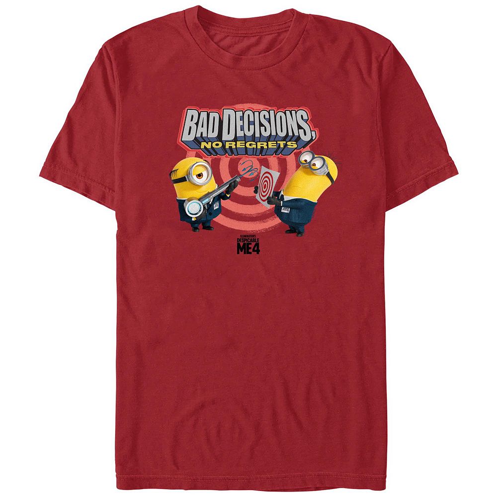 Men's Despicable Me 4 Minions Bad Decisions No Regrets Graphic Tee