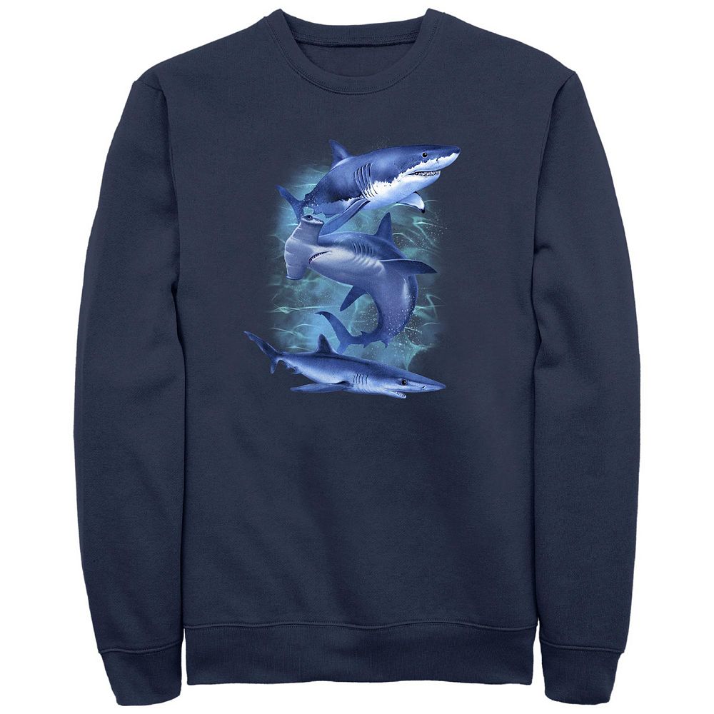 Men's Three Blue Sharks Graphic Fleece