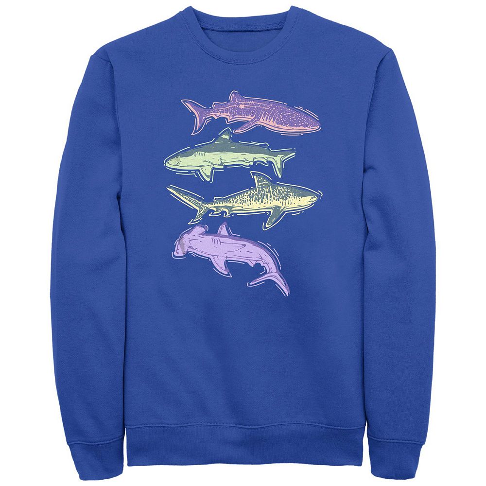 Men's Colorful Sharks Graphic Fleece