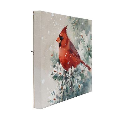 Light-Up Perched Winter Cardinal Canvas Wall Art