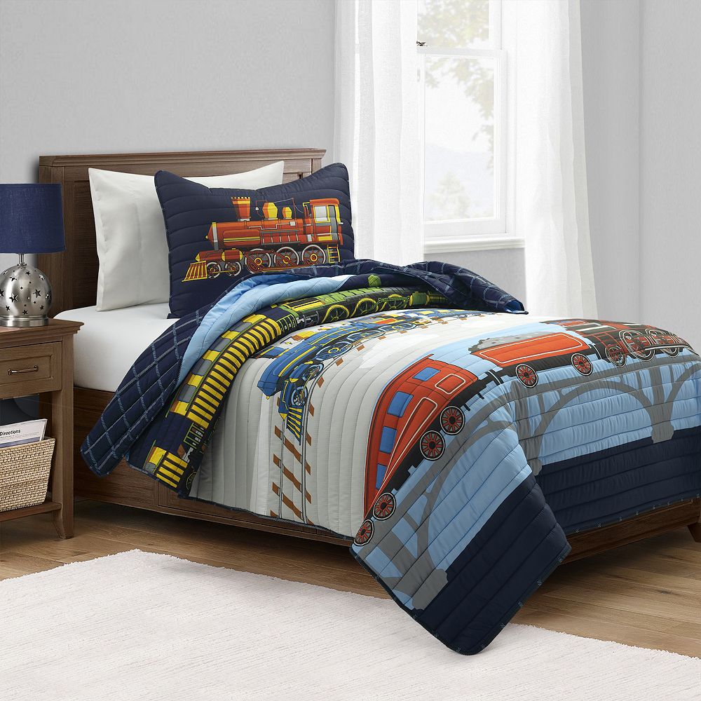 Lush Decor Kids Steam Trains Quilt Set