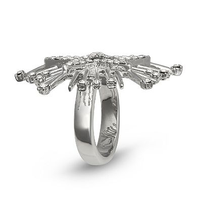 Simply Vera Vera Wang Silver Tone Crystal Starburst Statement Ring