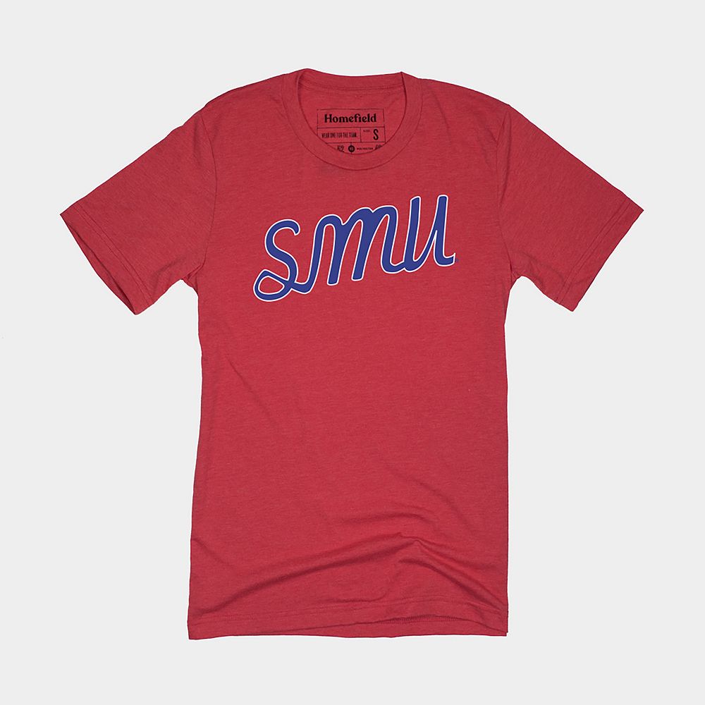 Adult Homefield NCAA SMU Mustangs Script T-Shirt
