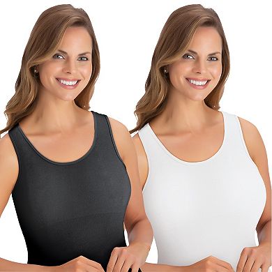 Collections Etc Ultra-comfortable Seamless Control Shaper Camisoles 2-pack