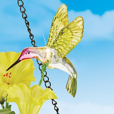 Collections Etc Solar Lighted Artificial Floral Hanging Basket With ...