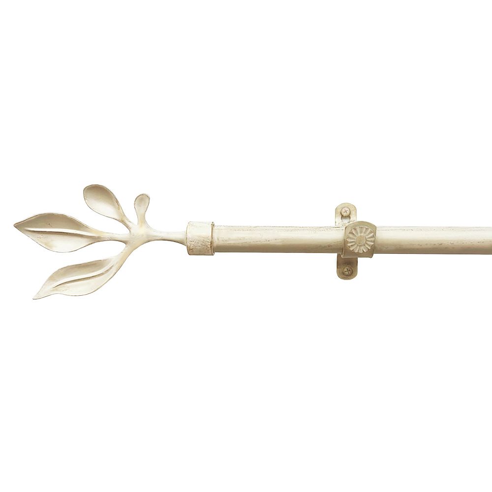 Achim Metallo Atrium Cream Decorative Adjustable Curtain Rod & Finial Set