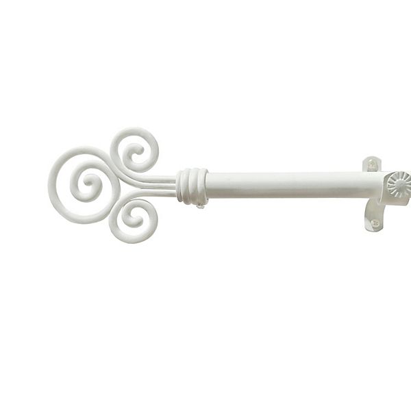 Achim Metallo Imperial White Decorative Adjustable Curtain Rod & Finial Set