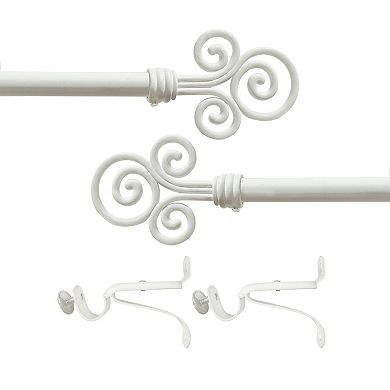 Achim Metallo Imperial White Decorative Adjustable Curtain Rod & Finial Set