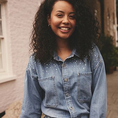 Women's NEXT Denim Diamante Shirt