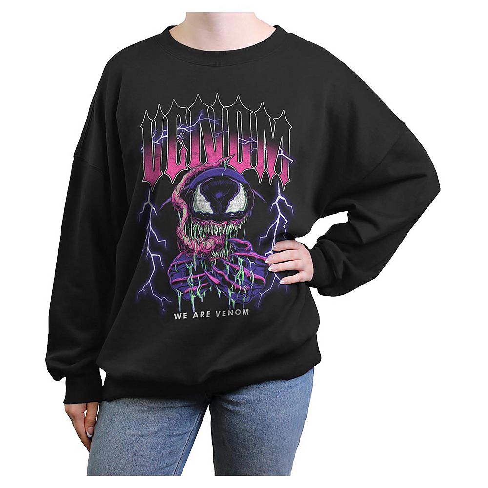 Juniors' Marvel Spider-Man Lightning Venom Oversized Graphic Pullover