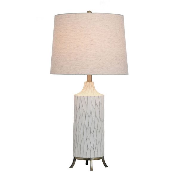 Waylon White Table Lamp with Oatmeal Lamp Shade