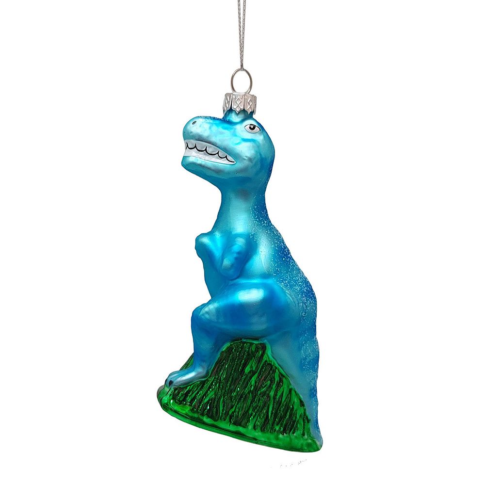 St. Nicholas Square® Glass Blue T-Rex Dinosaur Christmas Ornament