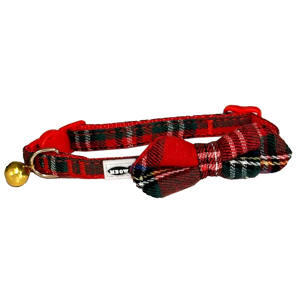 Meow Bow Plaid Bow Cat Collar with Bell