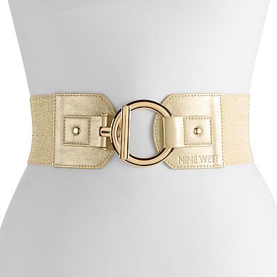 Nine West Women's Ring & Toggle Metallic Stretch Belt