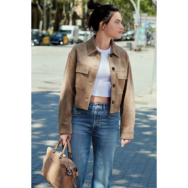 Women's NEXT Faux Suede Cropped Shacket